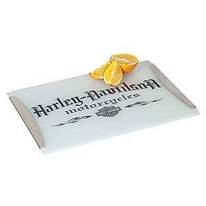 Harley-Davidson Motorcycle Tempered Glass Cutting Board w/ Handles HDL-18504