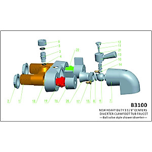 My PlumbingStuff RX2300J JUMBO Clawfoot Tub Add-a-Shower - 60” D-Style Rod with Shower Rings - JUMBO Chrome-Bell Showerhead - B3100 Ball-Valve Technology - 12 Shower-Curtain Rings