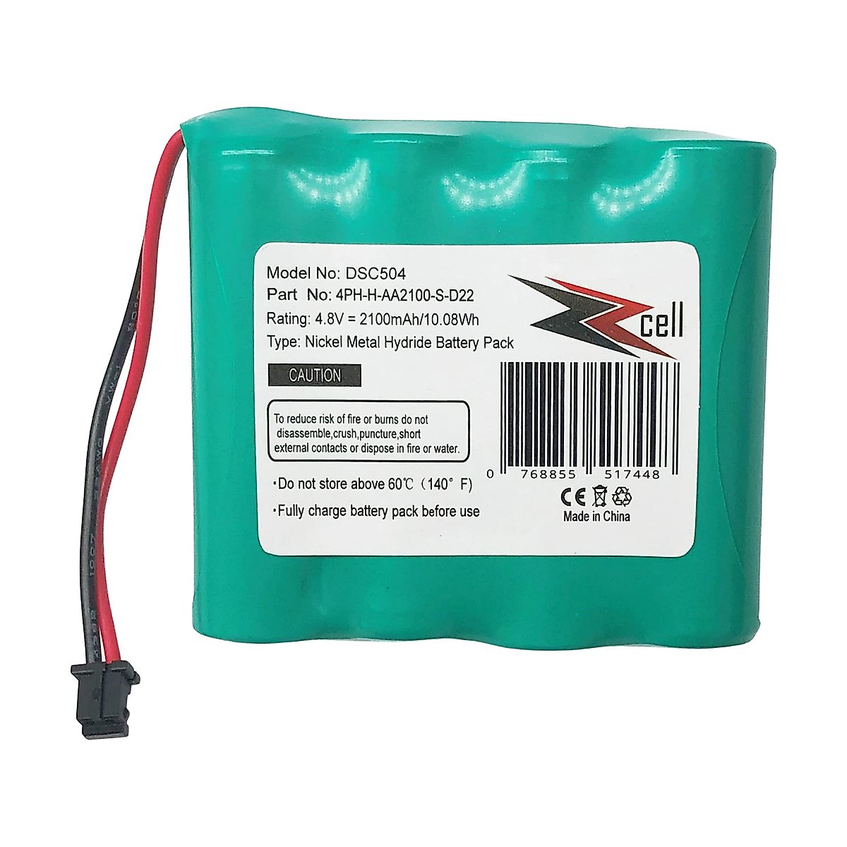 ZZcell® Battery Replacement for DSC WTK5504 Wireless keypad WS4920HE Wireless Repeater 4PH-H-AA2100-S-D22,17000153, WKA5504, DSC-BATT2148V Alarm System 4.8V 2100mAh