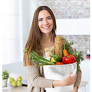 WOWSEA Natural Canvas Tote Bags, 4 pcs Reusable 24oz Shopping Bag DIY pattern for Crafting and Decorating Sturdy Washable Grocery Tote Bag (Beige)