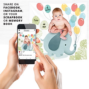 Baby Milestone Blanket - Memory Blanket for Baby Girl or Boy! 2-in-1 Infant Blankets with Monthly Milestones and Event Cards! Personalized Photo Prop for Baby Pictures by Month (Balloon Party)