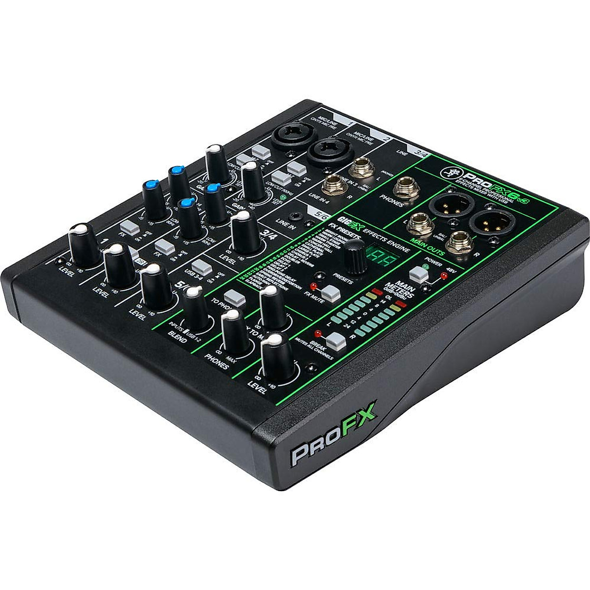 Mackie ProFX6v3 6-Channel Sound Reinforcement Mixer with Built-In FX, Gator Cases G-MIXERBAG-1212 Mixer Bag & Stereo Cable 10' Bundle
