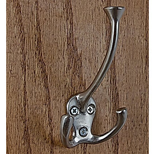 GlideRite Hardware 7011-SN-25 Large 4.5 x 2.5 inch Robe/Coat/Hat Tri-Hooks 25 Pack, Satin Nickel Finish