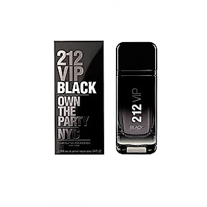 Carolina Herrera 212 Vip Black Fragrance For Men - Energetic And Spicy Scent - Notes Of Lavender, Black Vanilla Husk And Musk - Skin Friendly - Aromatic Fougere Fragrance - Edp Spray - 3.4 Oz