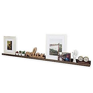 Rustic State Ted Wall Mount Long Narrow Picture Ledge Photo Frame Display - 60 Inch Floating Wood Shelf for Living Room Office Kitchen Bedroom Bathroom Décor - Set of 3 - Burnt Brown