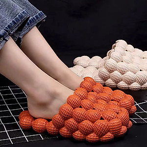 Unisex Lychee Sandals Lychee Slippers Home Shower Beach Slides Stress Relief Massage Slippers for Indoor & Outdoor (XXL, Orange slipper, numeric_10_point_5)