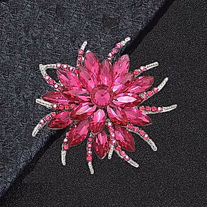 Ezing 4Pcs Pink Brooch Lot with Rhinestone Crystal Wedding Fashion Jewelry (Pink)