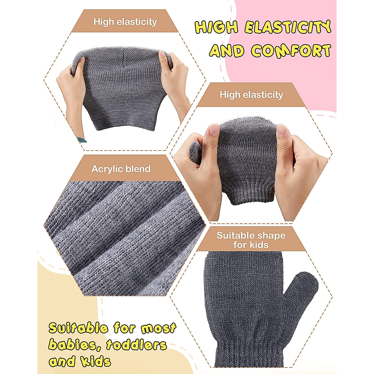 4 Sets Toddler Boys Hat and Glove Kids Winter Beanies with Gloves Warm Knitted Baby Beanie Hats Set Cuffed Skull Cap for Boys Girls