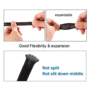 100ft - 1/2 inch PET Expandable Braided Sleeving – Black – Alex Tech Braided Cable Sleeve