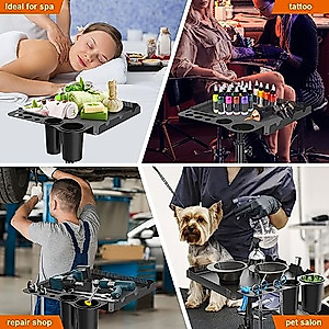 JOSTZHXIN Salon Rolling Tray with 2 Magnetic Bowls, Hair Extension Tool Cart for Hairdressers, Professional Color Tray Trolley for Home Use