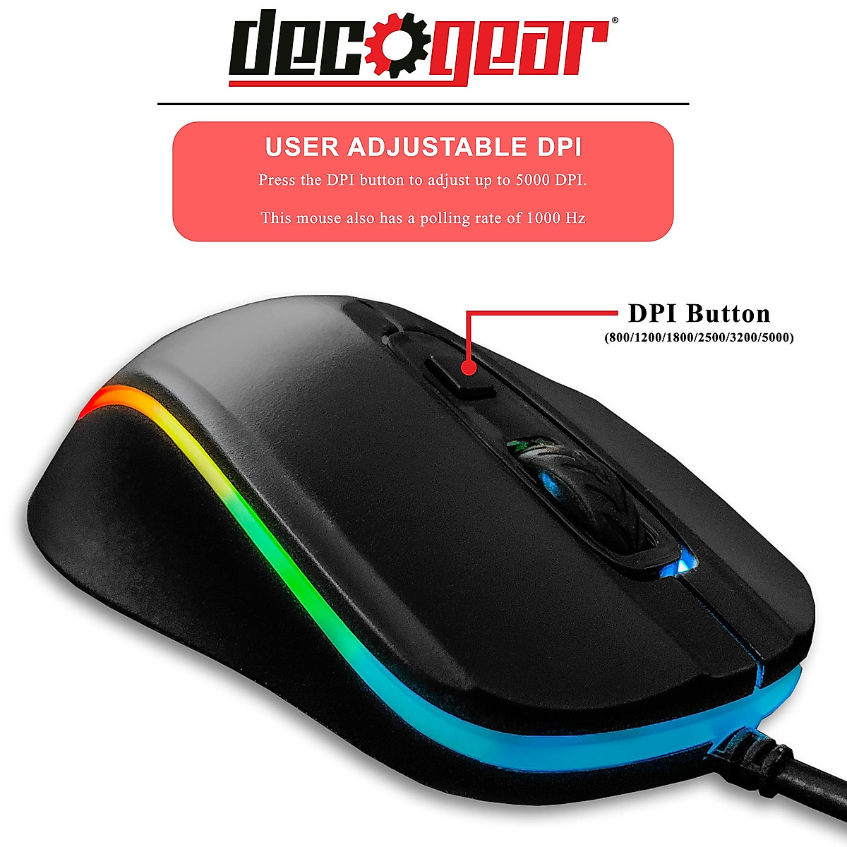 Deco Gear Gaming Accessory Bundle - Mechanical 18-Mode 104 Key RGB Keyboard with 11-Mode RGB Gaming Mouse and 32" x 12" Extended Mouse Pad