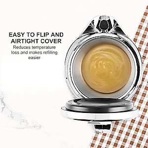 OVENTE Stainless Steel Gravy Boat, Double Insulated Sauce Jug with Hinged Lid, 14oz Ideal for Serving Cream or Salad Dressing at Family Dinner, Thanksgiving, Halloween and Christmas, Silver GB4541S