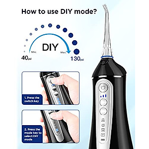 Elifloss Water Dental flosser Oral Irrigator with 4 Modes, 7 Tips, Adjustable Intensity IPX7 Waterproof