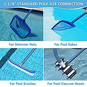 Poolergetic Pool Pole, Telescopic Pool Pole,Thickened Aluminum Pool Pole, Adjustable Length 4.5-12 Feet, Fit Pool Nets,Pool Brushes,Pool Leaf Rakes,Pool Vacuum Heads