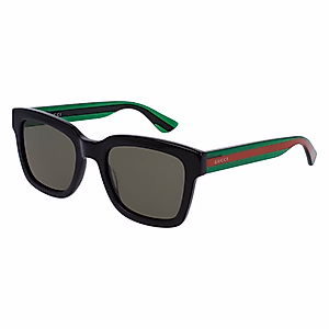 Gucci GG0001S 002 52M Black/Green/Green Rectangular Sunglasses For Men+ BUNDLE With Designer iWear Eyewear Kit