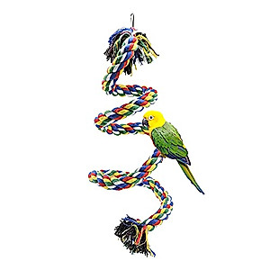 WishLotus Bird Perches, Parrot Colorful Climbing Rope Swing Toys Parrot Stand with Bell and Hanging Clip for Parrots, Budgies, Macaws, Parakeets, and Other Small Birds. (100cm)