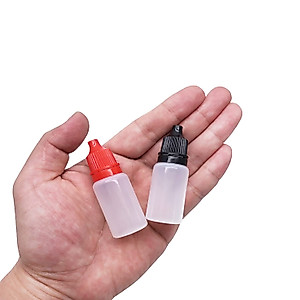XXUOD 50 PCS 5ml Plastic Squeezable Eye Liquid Dropper Bottles with Childproof Cap