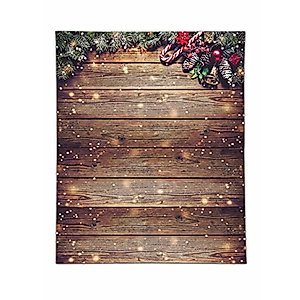 Allenjoy 8x10ft Snowflake Gold Glitter Christmas Wood Wall Photography Backdrop Xmas Rustic Barn Wooden Floor Background for Children Portrait Photo Studio Booth Photobooth Photographer Prop
