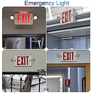 TANLUX Red Exit Sign with Emergency Lights, LED Emergency Exit Light with Battery Backup, UL Listed, AC 120/277V, Commercial Emergency Lights Combo for Business - 1 Pack