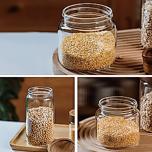 MOLADRI 18 oz/550 ml Clear Glass Storage Canister with Airtight Wooden Screw Lid, Small Cute Decorative Glass Container Jar for Coffee,Spice,Candy,Salt,Cookie,Condiment,Pepper,Sugar,Overnight Oatmeal