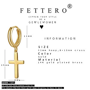 Gold Dangle Drop Hoop Earrings for Women Men Gold Plated Dainty Earrings Hypoallergenic Star Cross Huggie Hoops Jewelry for Everyday Wear