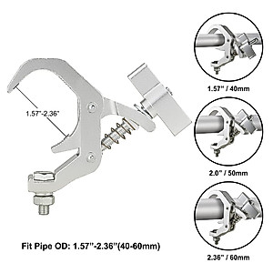 Pro Truss Clamp 1.57-2.36 Inch, 4 Pack Olaalite Stage Lighting Clamps Heavy Duty 330lb, Perfect Fit for Tube OD 40-60mm, Premium Pro Truss Clamp for Moving Head Stage lighting Fixtures
