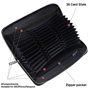 Large Capacity Credit Card Wallet - Leather Secure RFID Wallet for Women 36 Slots