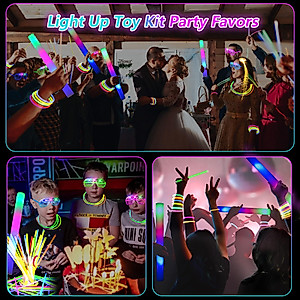 BAIJLE 148 PCS Glow in the Dark Party Supplies, 16PCS Foam Glow Sticks, 16PCS LED Glasses,100PCS Glow Sticks Bracelets and 16Pcs LED Hair Clips Fiber Optic for Glow Party, New Year, Wedding, Concert