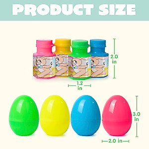 JOYIN 24 Pcs Prefilled Easter Eggs with Bubble Wands for Kids Basket Stuffers, Easter Decorations, Easter Children Fun, Egg Hunt Game, Easter Décor Gifts and Party Favors, 3.15"
