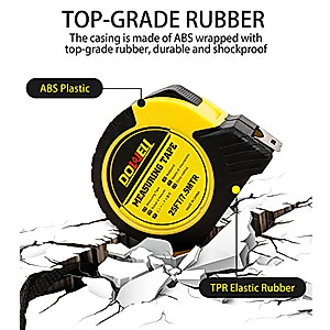 DOWELL Measuring Tape Measure 25ft Measurement Tape Steel Blade Shock Absorbent Solid Rubber Case Accurate Easy Read with Fractions 1/8 for Construction Contractor Carpenter Architect Woodworking (1)
