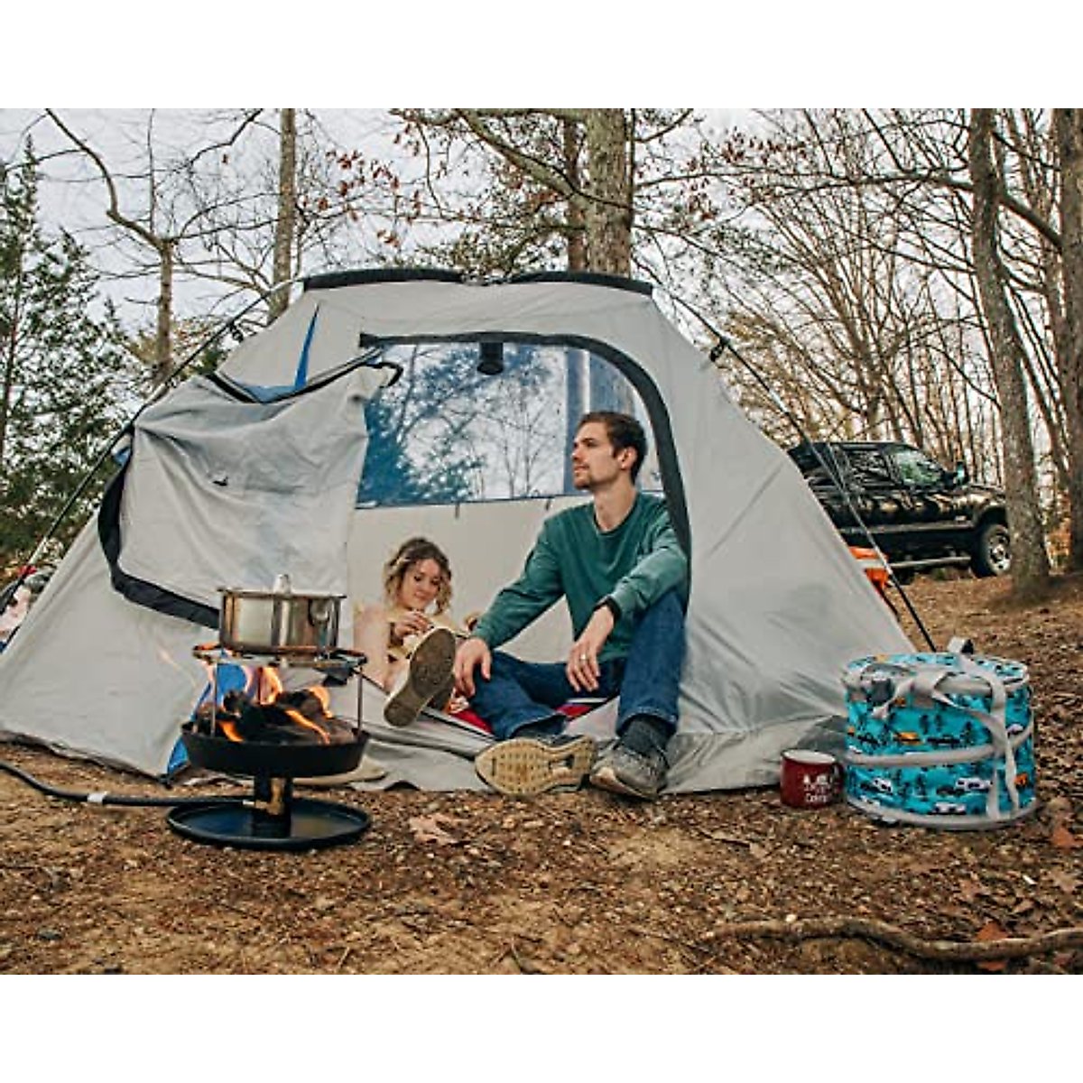 Camco Life is Better at The Campsite Pop-Up Cooler, Sketch Design | Features a Water-Resistant Interior and Built-in Bottle Opener | Holds Up to a 12-Pack of Bottled or Canned Drinks (53417)