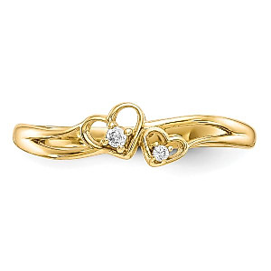 IceCarats 10K Yellow Gold Cubic Zirconia CZ Double Heart Love Ring Size 7