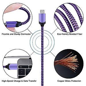 USB Charging Block, Charger Plug+6ft Micro USB Cable Android Fast Charger Compatible with Samsung Galaxy S7 S6 Edge J8 J6 J5 J4 J3 J2 J7 V/Sky Pro/Crown/Star/Refine, LG Stylus 3/Stylo 3 2, Kindle fire