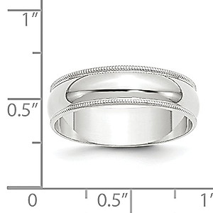 Solid 14k White Gold 6 mm Lightweight Milgrain Wedding Band Ring Size 11