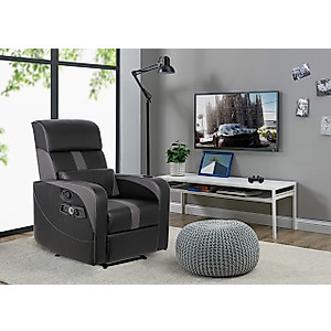 X Rocker Gamma Recliner Gaming Chair, 2.1 Bluetooth Audio System, Headrest Mounted Speakers, Built-in Footrest and Cupholder, 718001, 34.84" x 39.37" x 30.31", Black