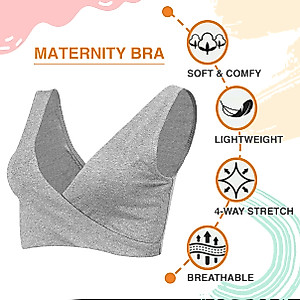 Lamaze womens Cotton Spandex Sleep for Nursing and Maternity Full Coverage Bra, Heather Grey, Large US
