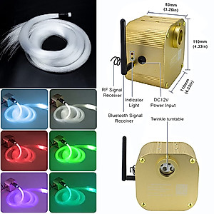 AZIMOM Bluetooth Control 16W Twinkle Fiber Optic Lights Star Ceiling Lighting Kits Mixed 430pcs 9.8ft Fiber Strands Remote RGBW Sound Activated Light Engine Car Home Indoor Ceiling Lighting Décor