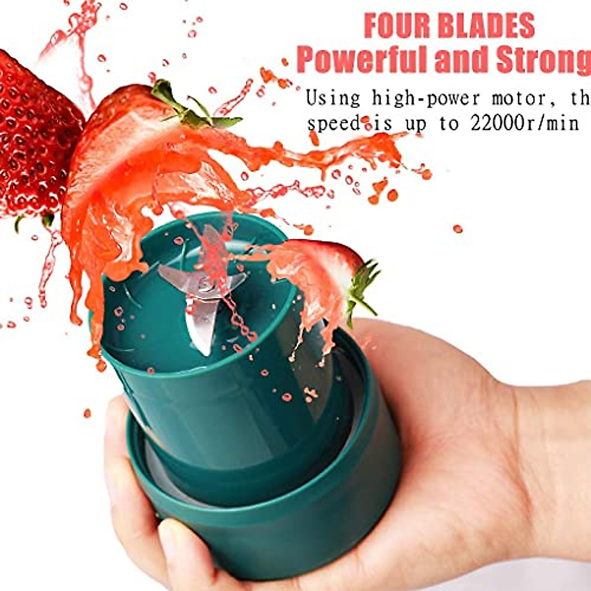 Portable Blender Food-grade Material 10 Oz for Juice Shakes and Smoothie USB Rechargeable Powerful for Home, Sports, Office,Travel Personal Mixer Cup with Cup Brush(Green)