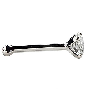 FreshTrends Cubic Zirconia Nose Stud | Nickel-Free 14K White Gold Nose Ring | 14K Gold Nose Studs in Size 1.5mm, 2mm, 3mm | White Gold Nose Stud with CZ 20 Gauge | Real Gold Nose Stud & Nose Bone