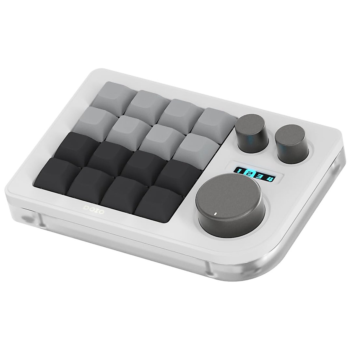KEEBMONKEY Megalodon Triple Knob Macro Pad Programmable Designer Mini Keyboard 16 Keys (White)