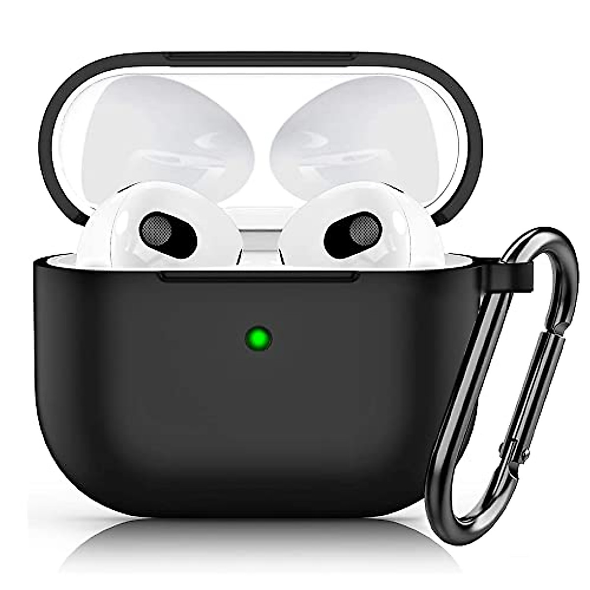 Ailun AirPods 3 Case Cover with Keychain Neck, Protective Silicone Case Skin for AirPods 3rd Generation (2021 Released), Shockproof, Supports Wireless Charging [Black]