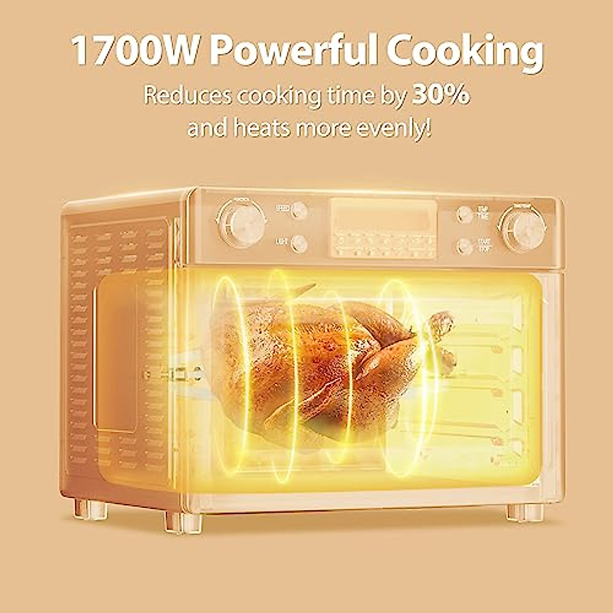 LifePlus Toaster Oven, 12-In-1 Convection Oven Countertop with Stainless Steel, 1700W Air Fryer Combo for Pizza Bread Grill, etc. 8 Gallon Capacity, Includes 6 Accessories