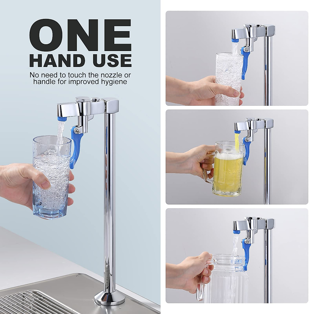 Glass Filler, iVIGA 14" Deck Mount Glass Filler Faucet for Stainless Steel Glass Filling Station Water Station with G1/2" Male Shank Pedestal and Adapter for Hotel Restaurant Bar Dining Hall