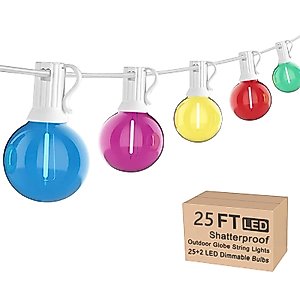 25Ft LED Outdoor String Lights, G40 Outdoor Christmas Decorations Lights Waterproof with 27 LED Globe Multicolor Bulb, Hanging Vintage Christmas Lights Outdoor for Patio Roofline Backyard Garden Party