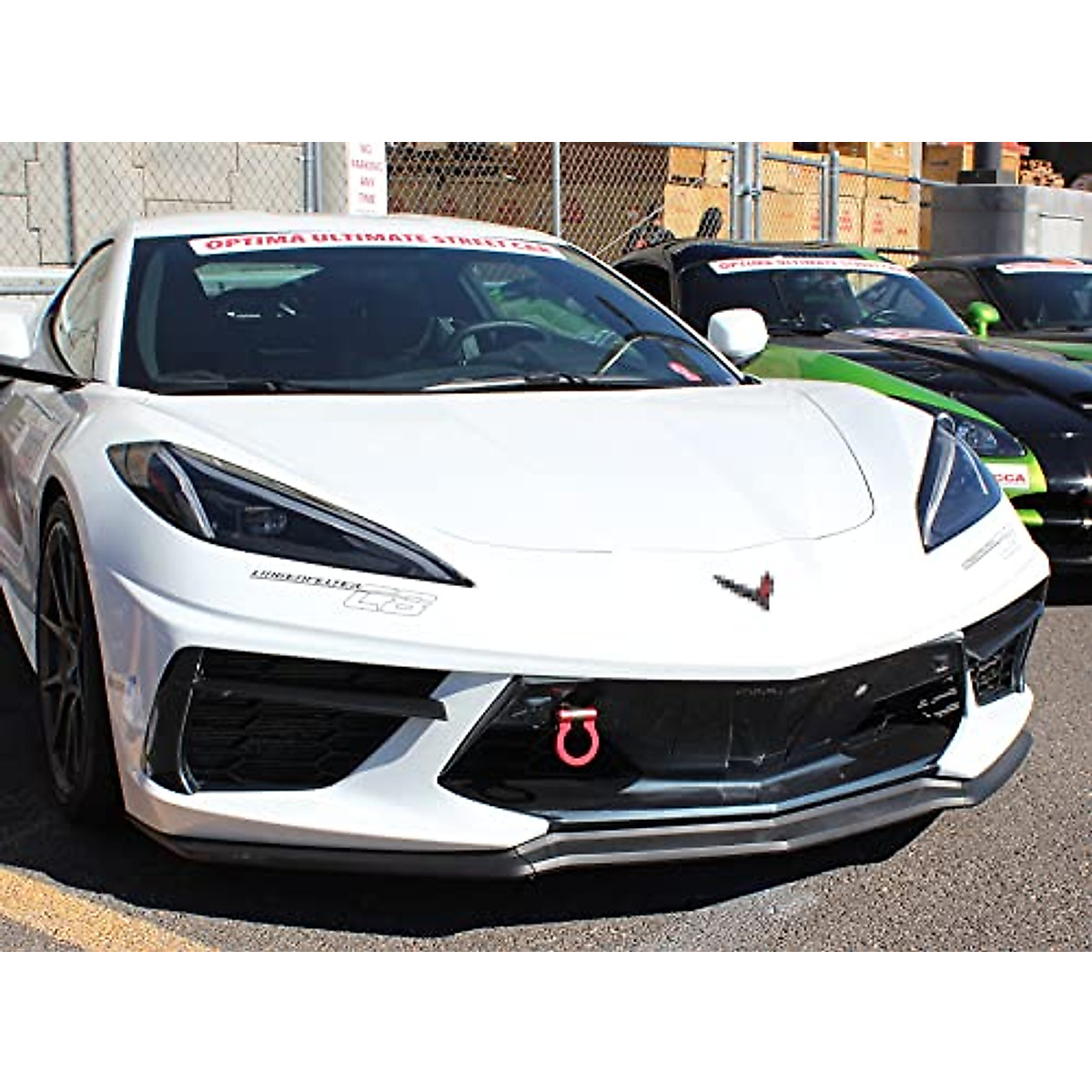 iJDMTOY Red Track Racing Style Front Bumper Tow Hook O-Ring Compatible with Chevrolet 2020-up Corvette C8, Made of Light Weight CNC Aluminum