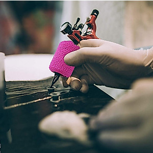 VideoPUP Tattoo Grip Cover Wrap,40PCS Disposable Cohesive Tattoo Grip Cover Elastic Bandage for Tattoo Machine Tattoo Grip Accessories(Phosphor Pink)