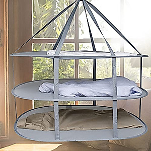 JY LIVING Folding Hanging Dryer for Clothes, Laundry, Sweater, Swimsuit and Clothing Easy Unfolding and Foldable Hanger Rack for Indoor, Outdoor, Outside and Camping Portable Design of Mesh (3 Tier)