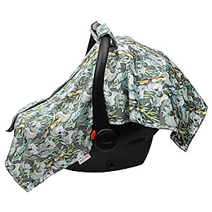 Baby Car Seat Canopy Cover - Bamboo Koala Bears with Grey Minky Dot