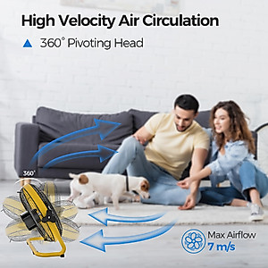 YUEMA Battery Operated Floor Fan - Rechargeable Powered Fan Cordless High Velocity Metal Blade Portable Fan for Camping Travel Patio Tent Indoor Outdoor Fan 12 Inch 360 Degree Manual Tilt 12 Speed