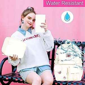 3PCS Laptop Backpack for Girls, Women College School Bookbag, 15.6" Cute Aesthetic Computer Water Resistant Anti Theft School Bags for Teens Girls Students - Grey